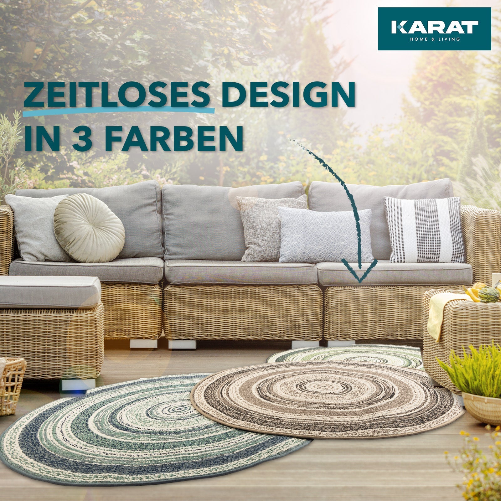 Karat Outdoor Rug | Zoe | 7 Colors | Round